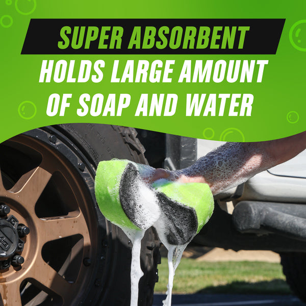 Dual Textured, Expanding Sea Foam Car Wash Sponge - 2-Pack, Soft on ...