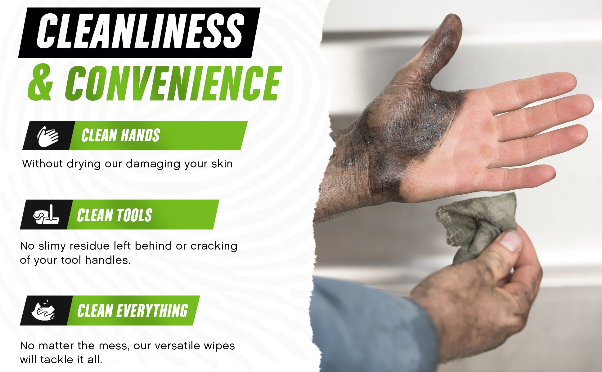 Mechanic Hand Wipes - Grease & Paint Remover Tool Cleaning Wipes - Grip ...